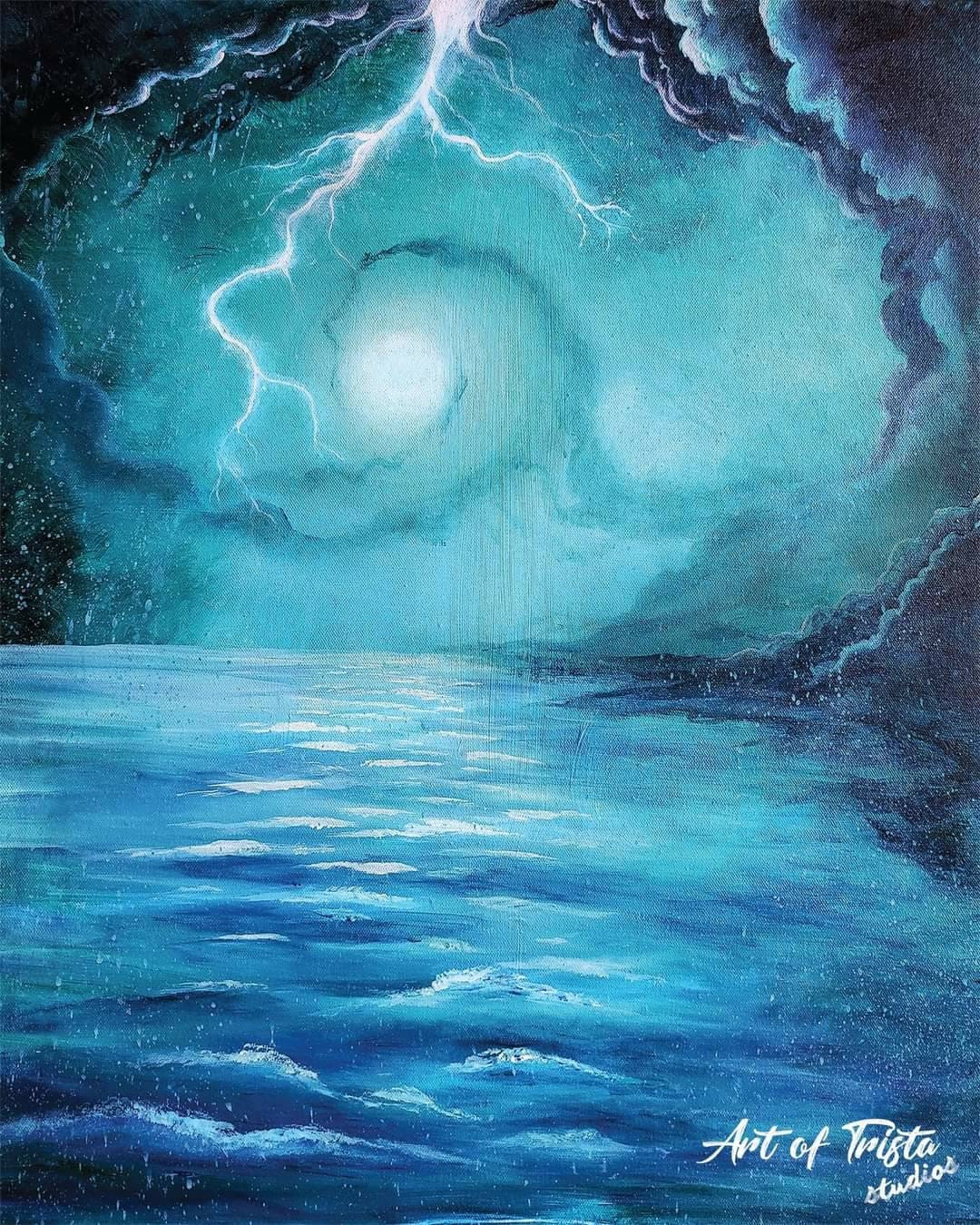 Large Acrylic Painting Ocean Sea Moon and Sea Art Wall Art - Etsy Denmark