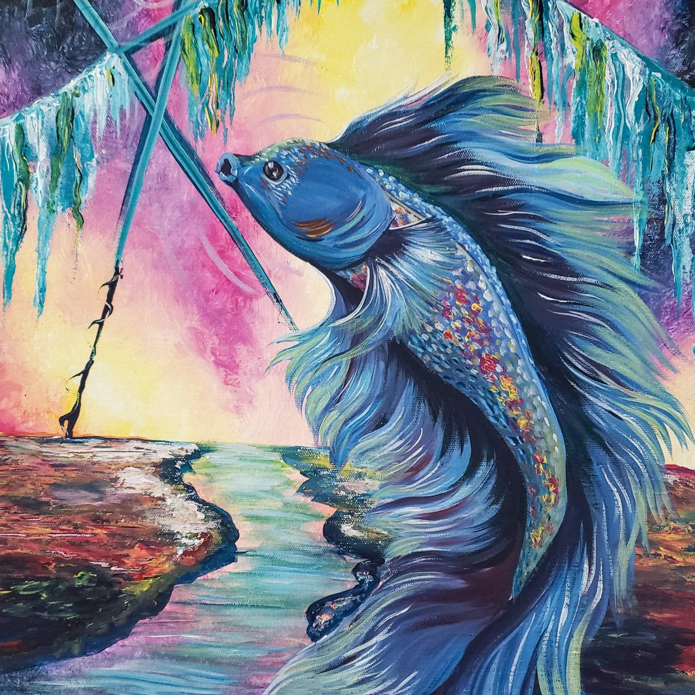 Betta Fish Acrylic Painting