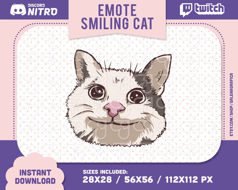 Emote smiling cat / Emoji for Twitch / Emoji for streamer / Emote cat ...