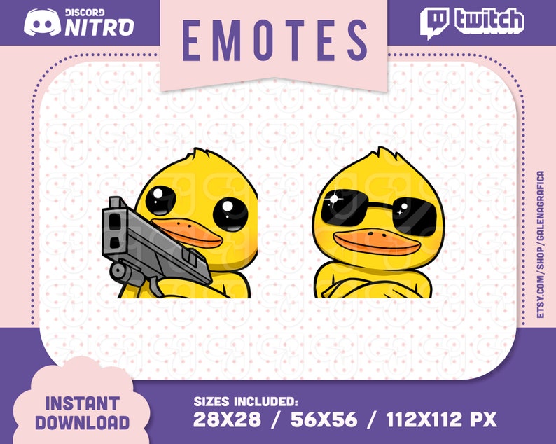 Twitch Emote Cool Duck and Gun / Emoji for Streamer / Emoji Duck for ...