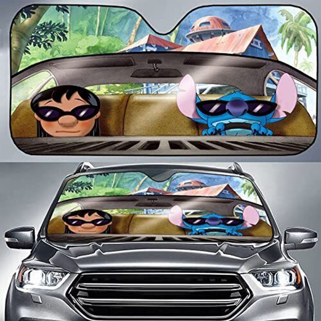 Stitch and Lilo Car Sun Shade Stitch Driving on Car Sun - Etsy