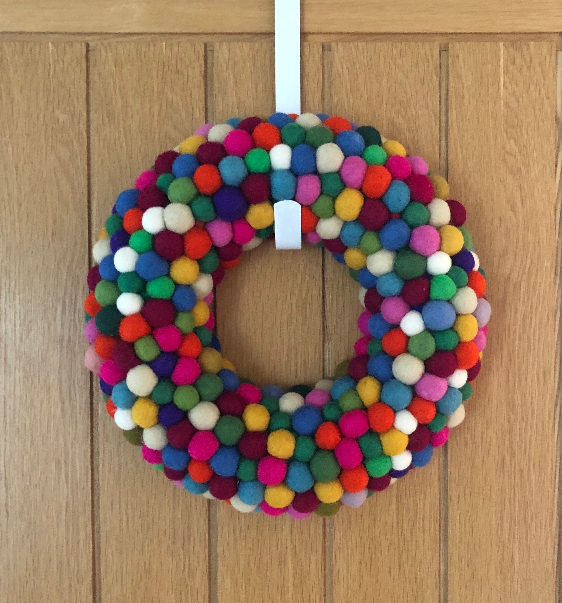 Christmas Felt Wreath Multi Colour Rainbow Wreath UK - Etsy UK