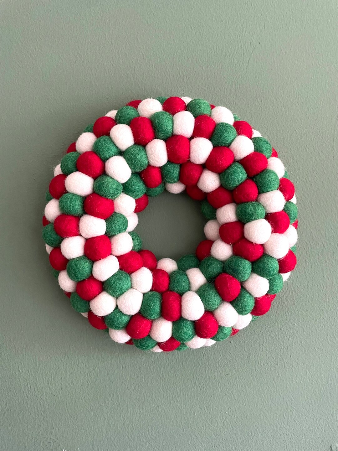 Christmas Wreath Felt Ball Pom Pom Wreath. 27cm, 30cm, 35cm, 40cm, 45cm ...