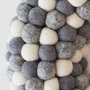 Grey & White Wool Wreath. Felt Ball Wreath Made With Hand Spun Felt ...