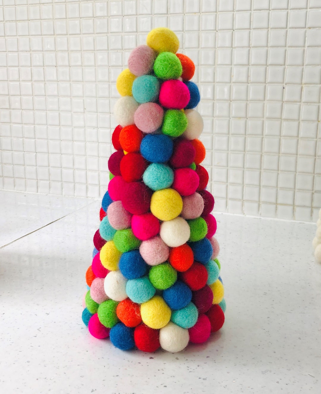 Christmas Tree Decorations Felt Balls Pom Poms Multicoloured, Stand up ...