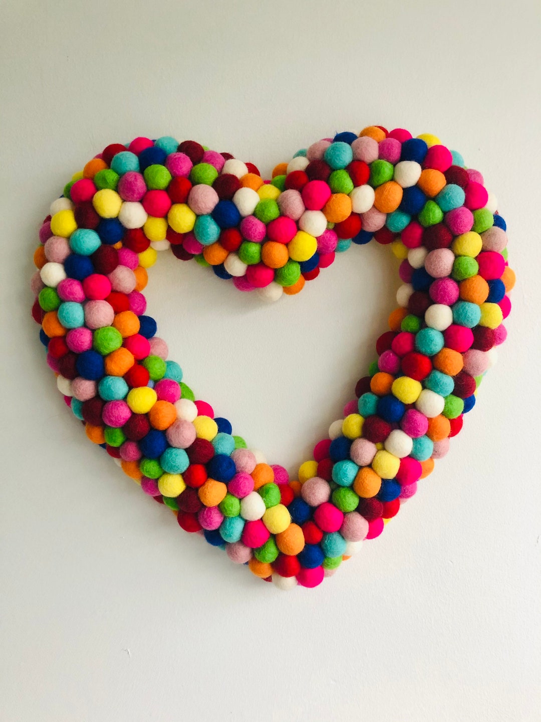 Extra Large Wall Hanging Felt Ball Wreath. 45cm. Rainbow Felt - Etsy