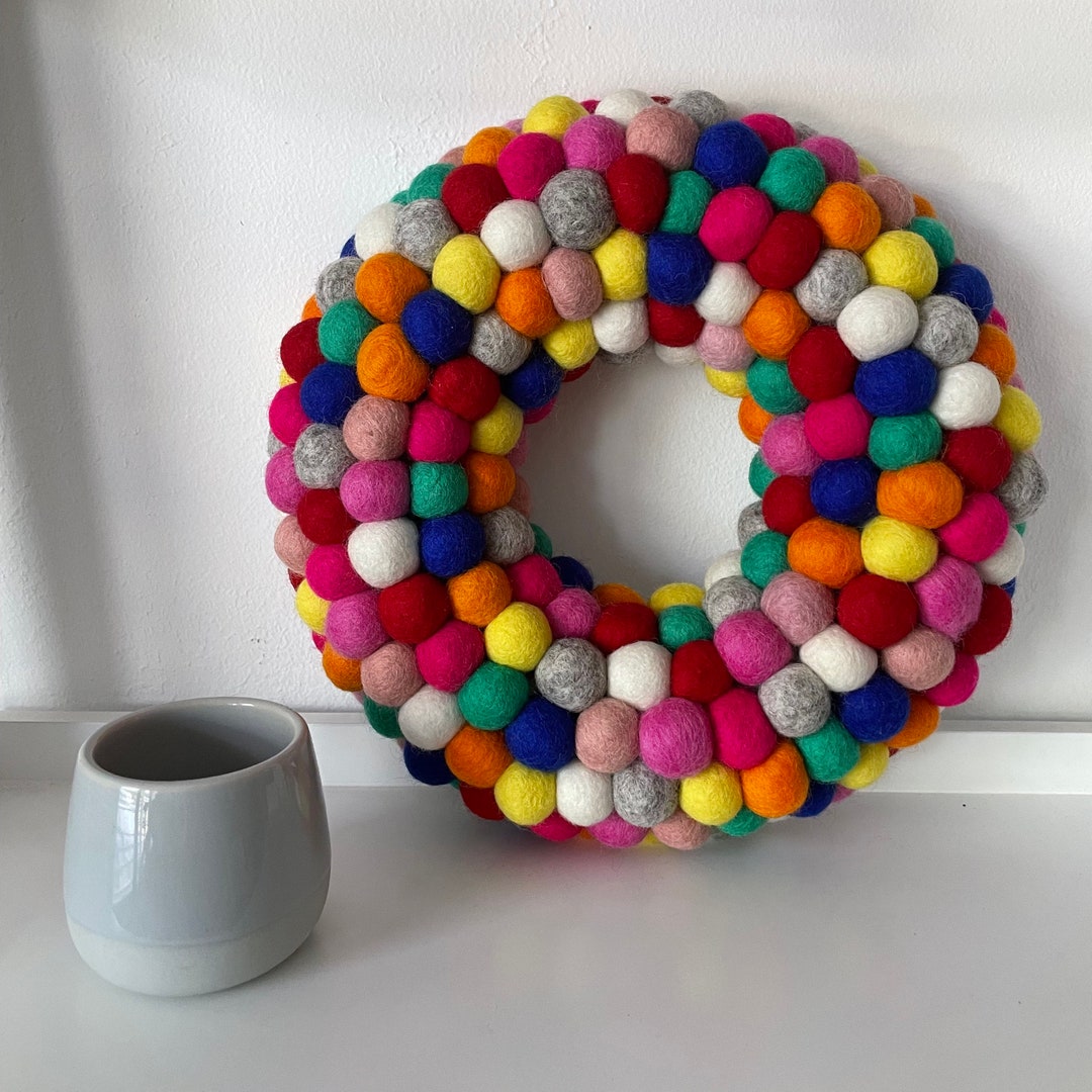 Subtle Pride Wreath Felt Ball Pom Pom Wreath 25cm Made Multicoloured ...