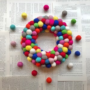 Felt Ball Wreath Pom Pom Wreath. Small, Medium and Large Sizes ...
