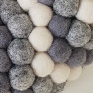 Grey & White Wool Wreath. Felt Ball Wreath Made With Hand Spun Felt ...