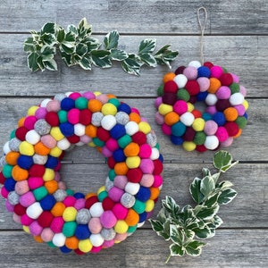 Felt Ball Wreath Pom Pom Wreath. Small, Medium and Large Sizes ...