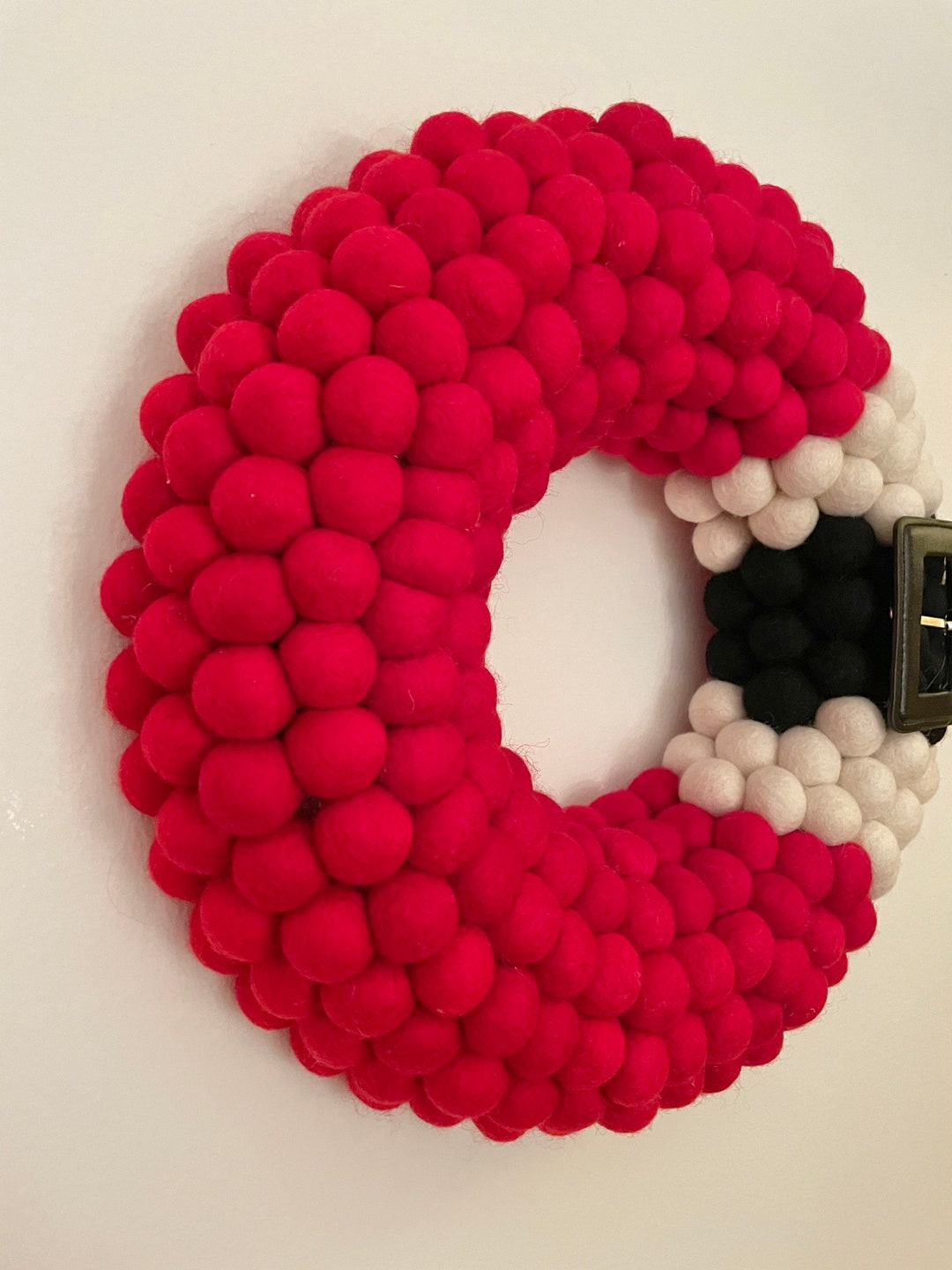 Father Christmas Wreath Pom Pom Felt Ball Wreath 25/30/35/40cm Made ...