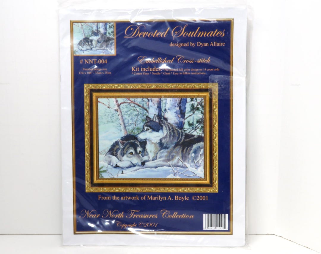 Wolf Pair Embellished Cross Stitch Kit "devoted Soulmates" Vintage Near ...
