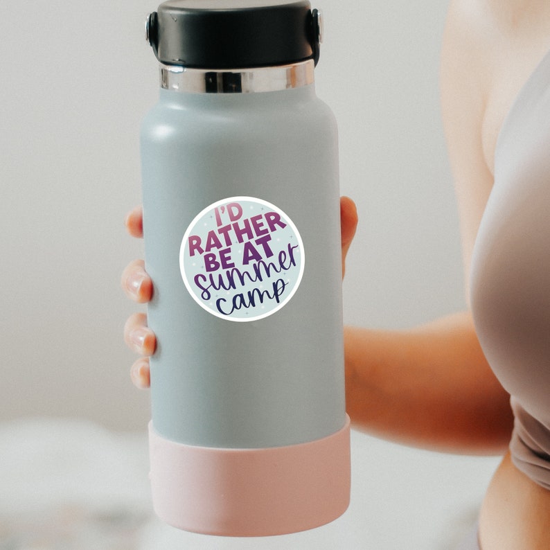 Summer Camp Water Bottle Sticker I'd Rather Be at Summer - Etsy