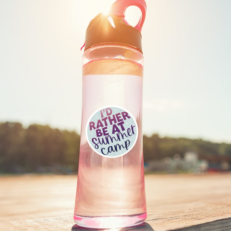 Summer Camp Water Bottle Sticker I'd Rather Be at Summer - Etsy