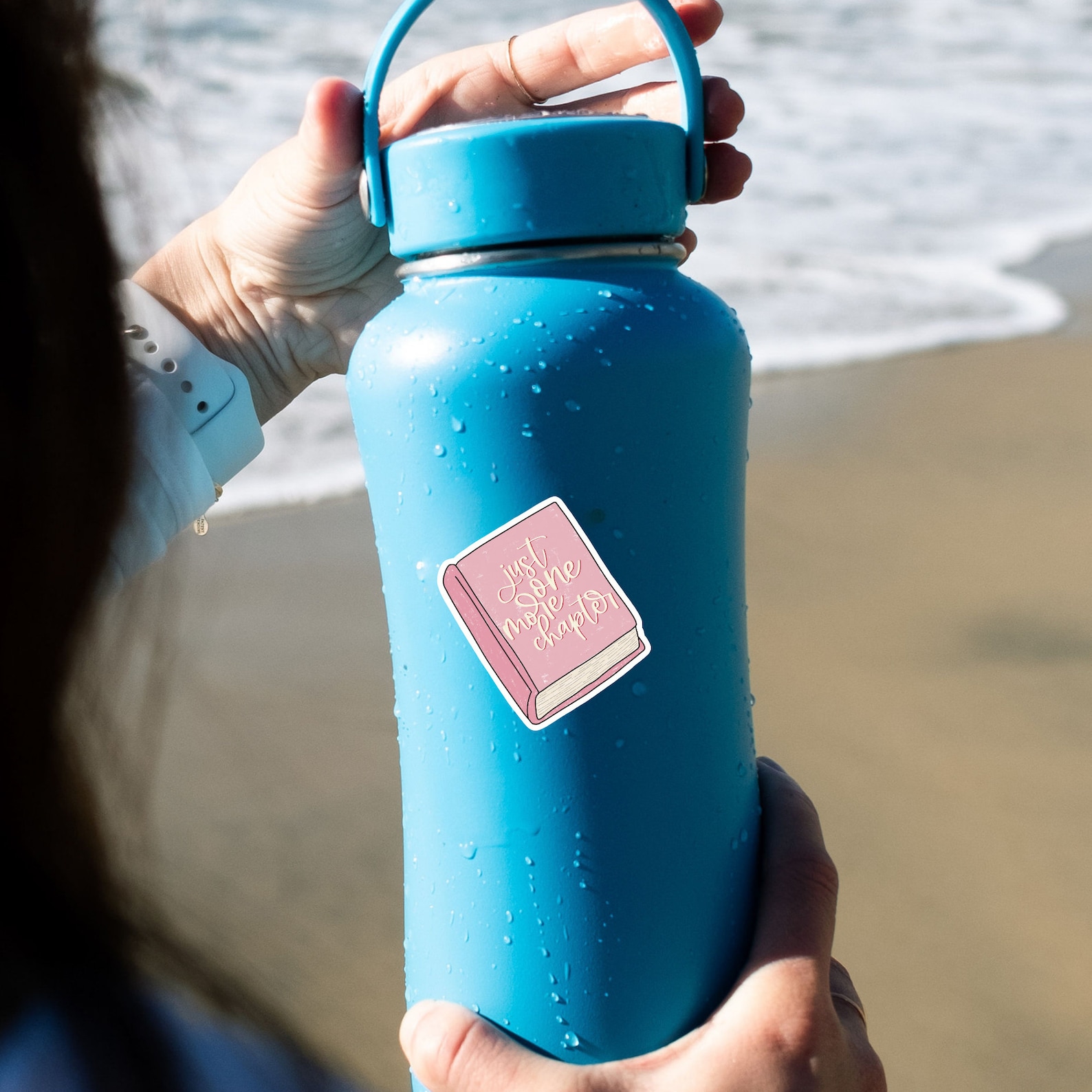 Reading Water Bottle Sticker Book Pun Sticker Just One More Chapter ...