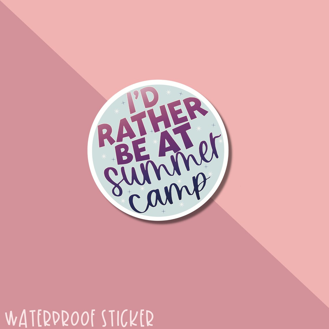 Summer Camp Water Bottle Sticker I'd Rather Be at Summer - Etsy