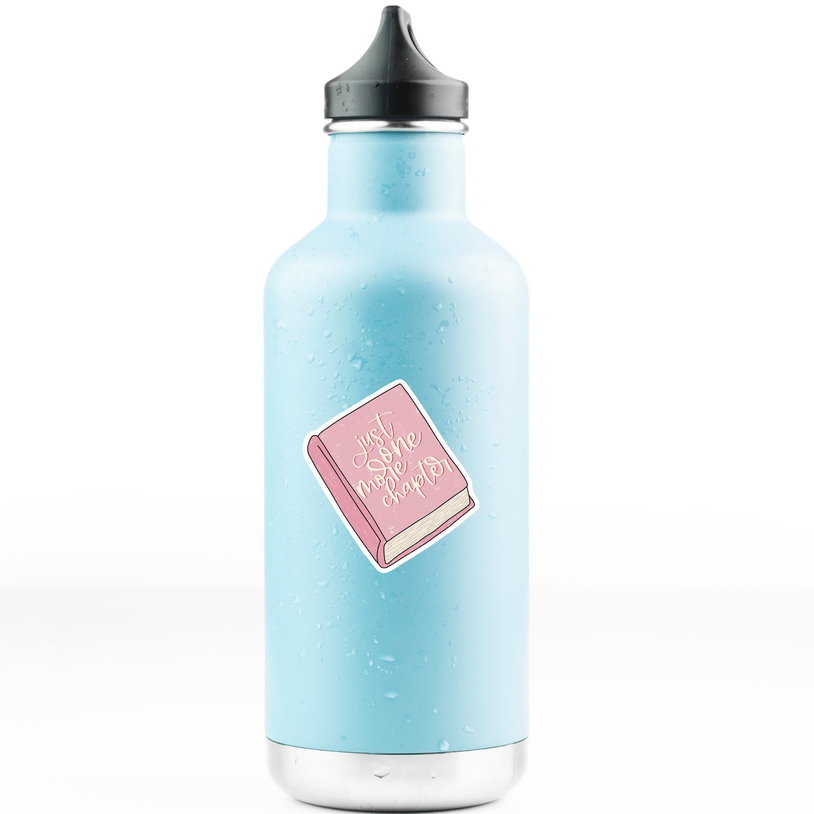 Reading Water Bottle Sticker Book Pun Sticker Just One More Chapter ...