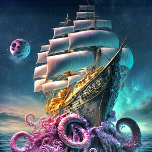 AB Drill Fantasy Ghost Ships 2 DIY 5D Diamond Painting Kit Full Square ...