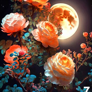 Moon Roses 2 5D Diamond Mosaic Square Diamond Embroidery - Etsy