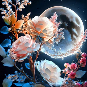 Moon Roses 2 5D Diamond Mosaic Square Diamond Embroidery - Etsy