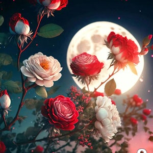 Moon Roses 2 5D Diamond Mosaic Square Diamond Embroidery - Etsy