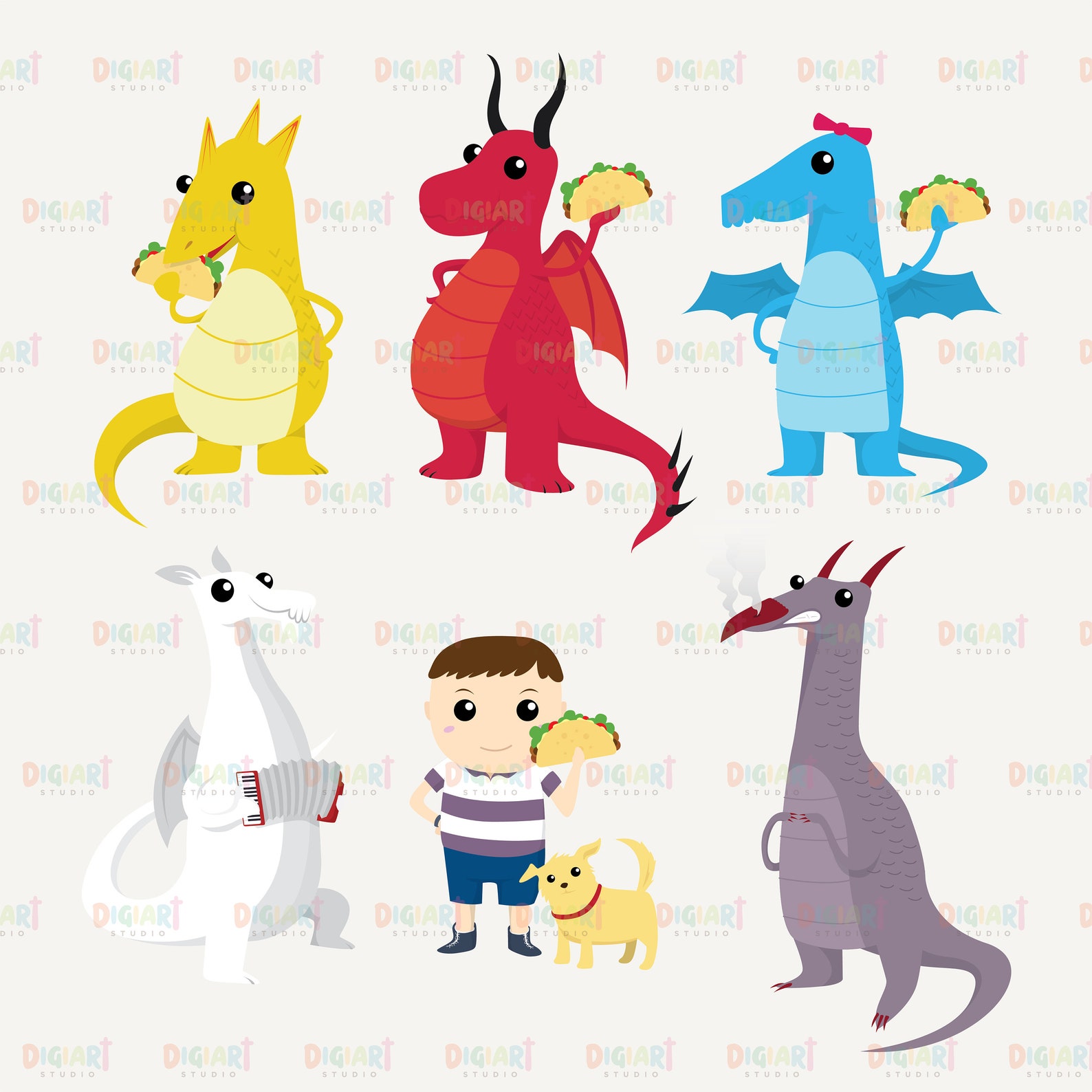 INSTANT DOWNLOAD Dragons Love Tacos Clipart Dragons Clipart | Etsy