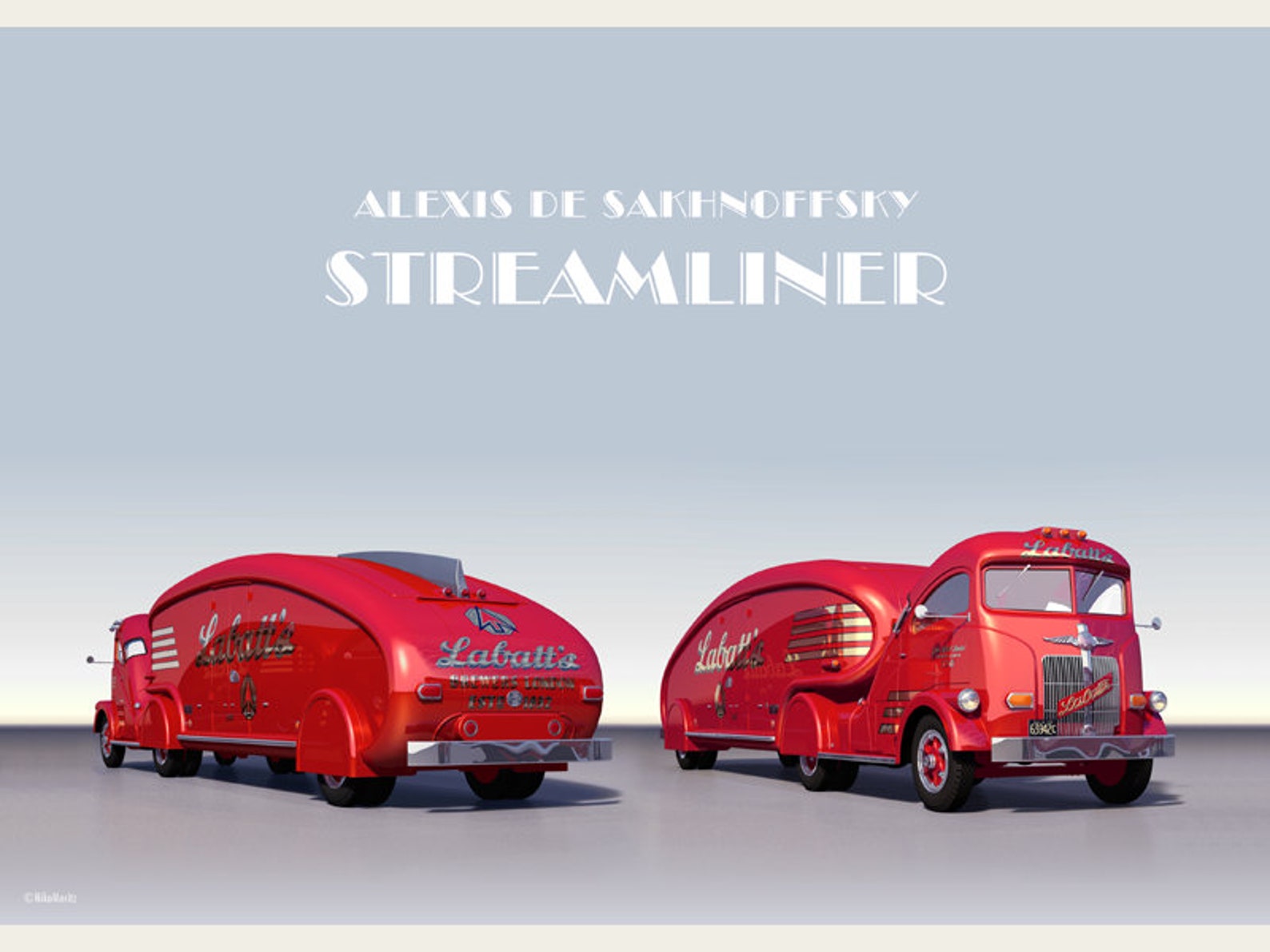 Streamliner Truck Art Print: Alexis De Sakhnoffsky Renderings (digital ...
