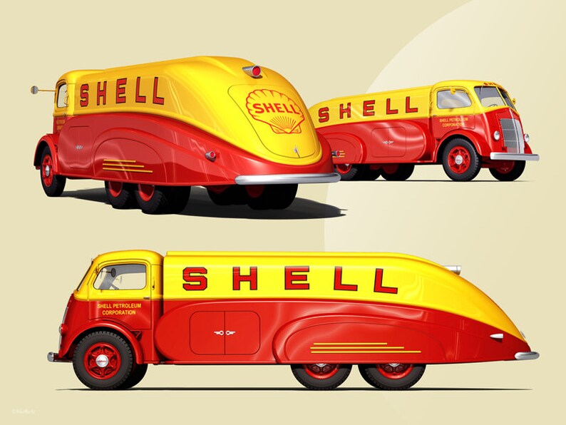 1937 Shell Fuel Tank Truck Art Deco Digital Print (digital Download) - Etsy