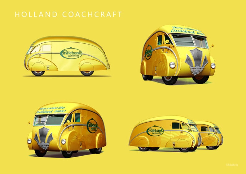 1930s Streamline Truck Art Print: Holland Coachcraft Digital Rendering ...