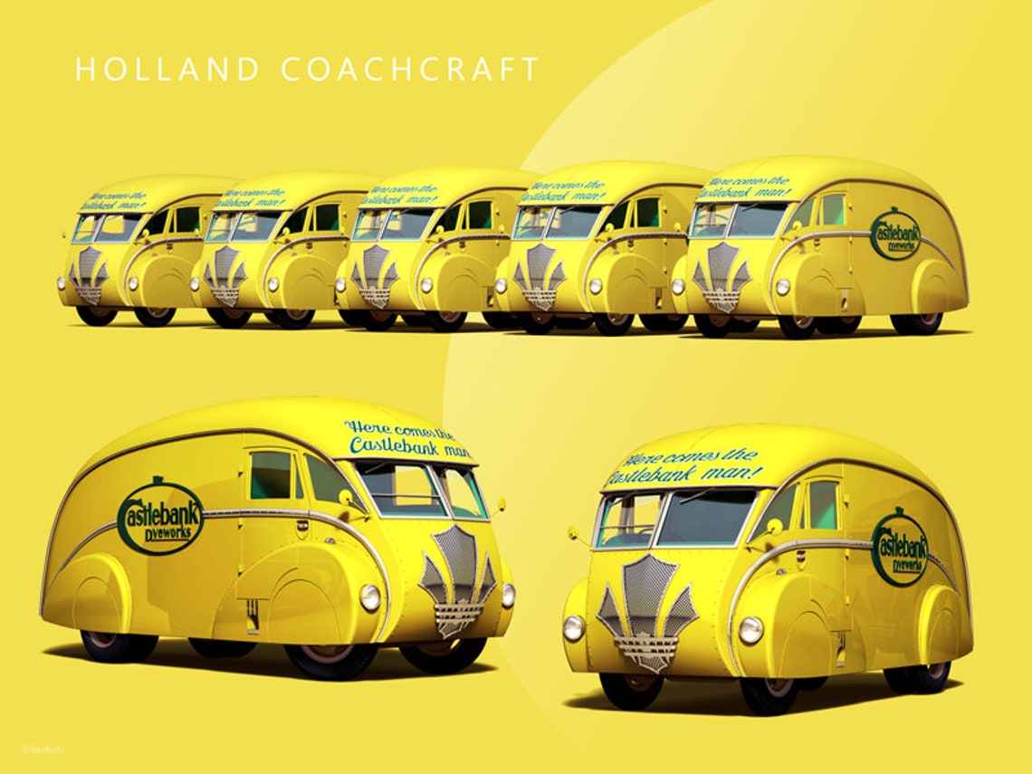 1930s Streamline Truck Art Print: Holland Coachcraft Digital Rendering ...