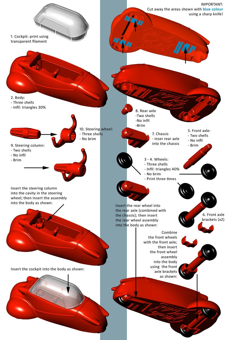 3d-printable Car Based on Messerschmitt Micro Car From 1950s (STL Files ...