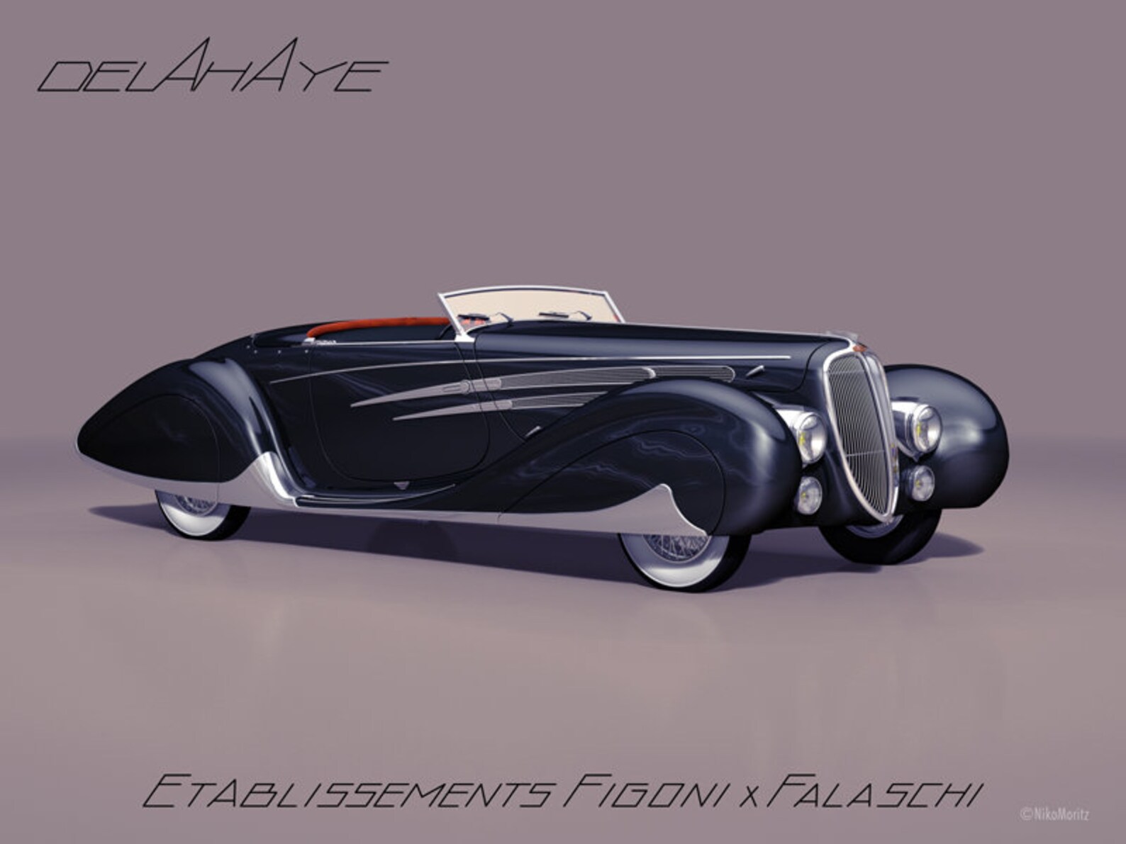 Delahaye 165 Figoni Et Falaschi, Four Digital Renderings, Size: 8000 X ...