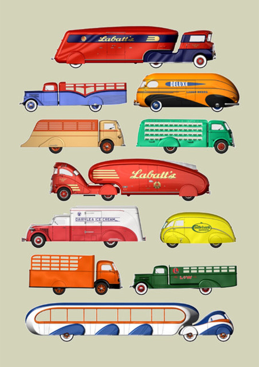 1930s Streamline Truck Art: Five Digital Renderings (A2 Size) - Etsy