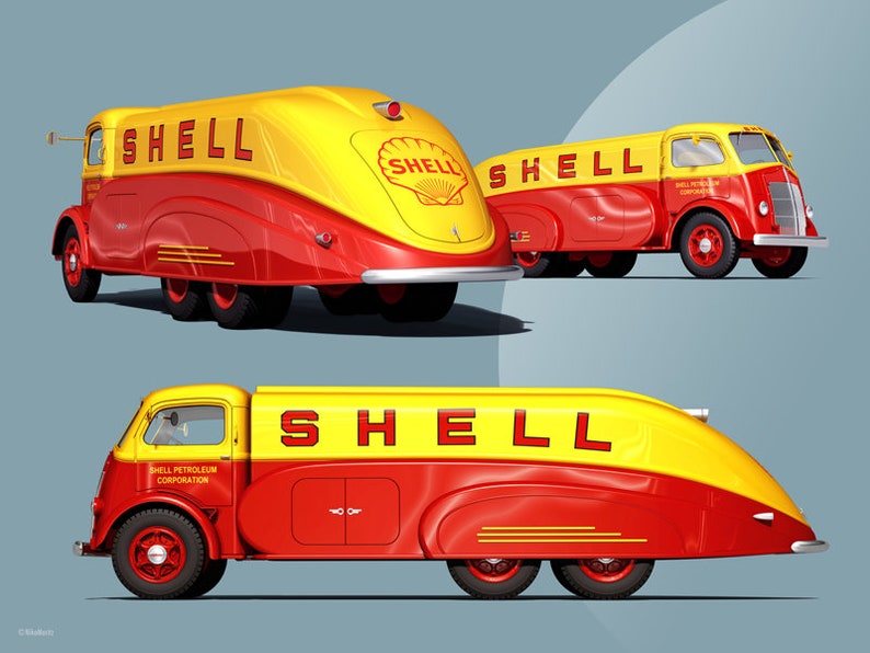 1937 Shell Fuel Tank Truck Art Deco Digital Print (digital Download) - Etsy