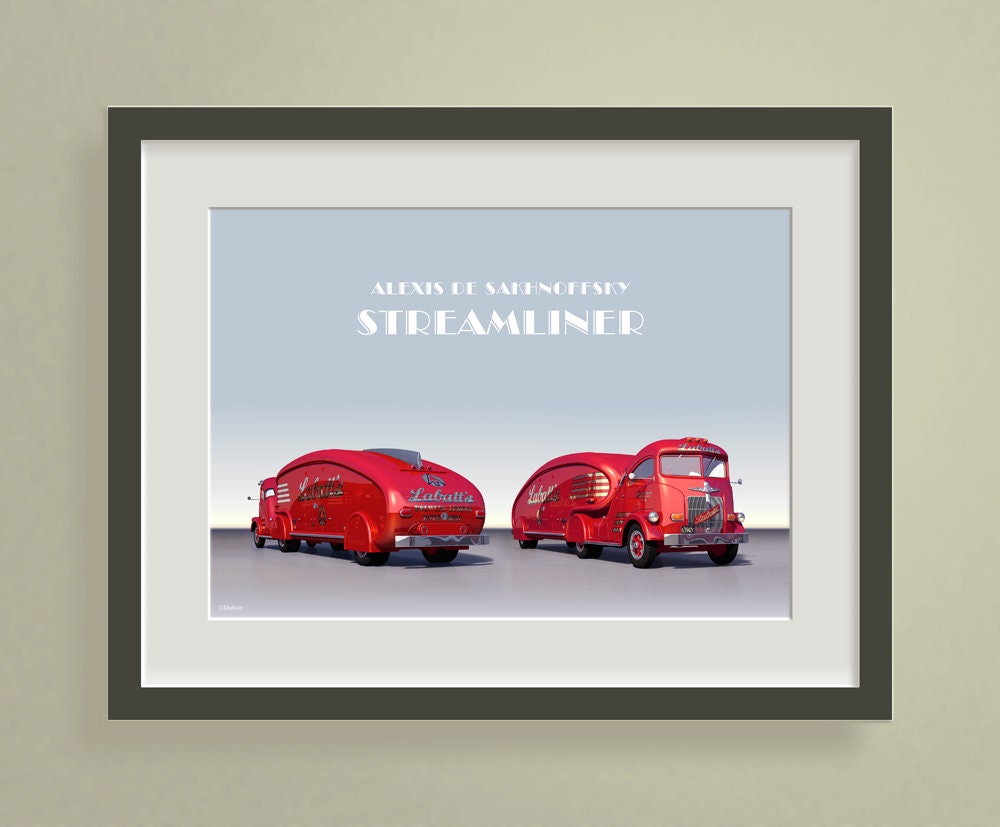 Streamliner Truck Art Print: Alexis De Sakhnoffsky Renderings (digital ...