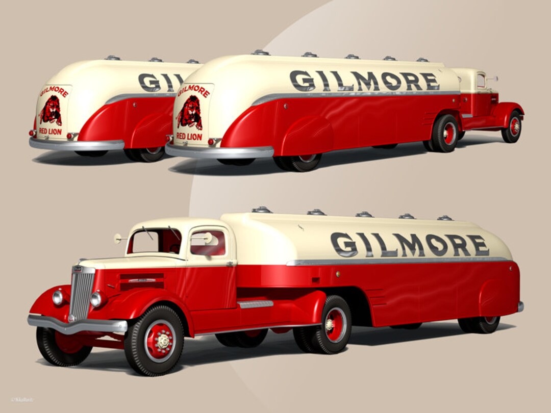 Gilmore Oil Tanker Truck Art Print: 1930s Digital Rendering (digital ...