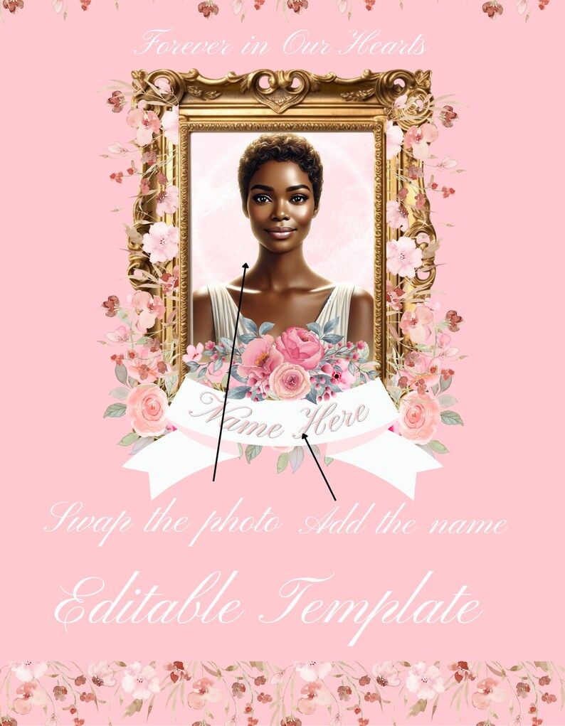 Editable Memorial Design Template - Personalized Tribute for Loved Ones ...