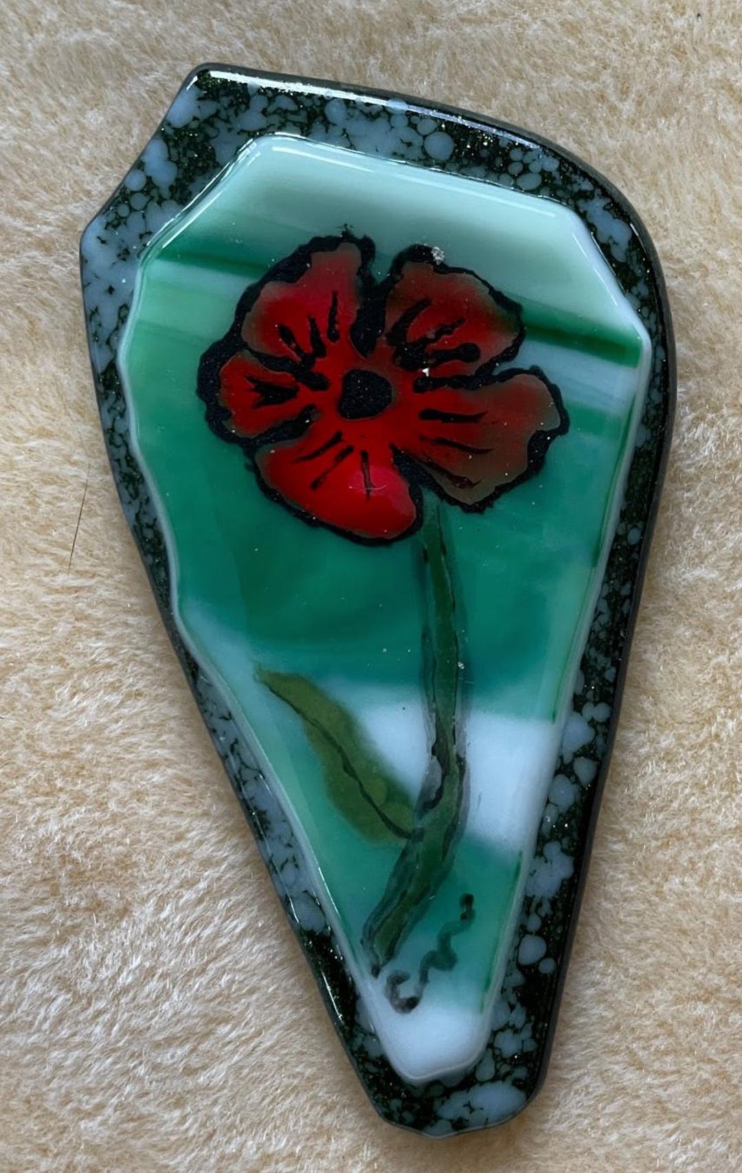 Red Poppy Fused Glass Miniature Art - Etsy