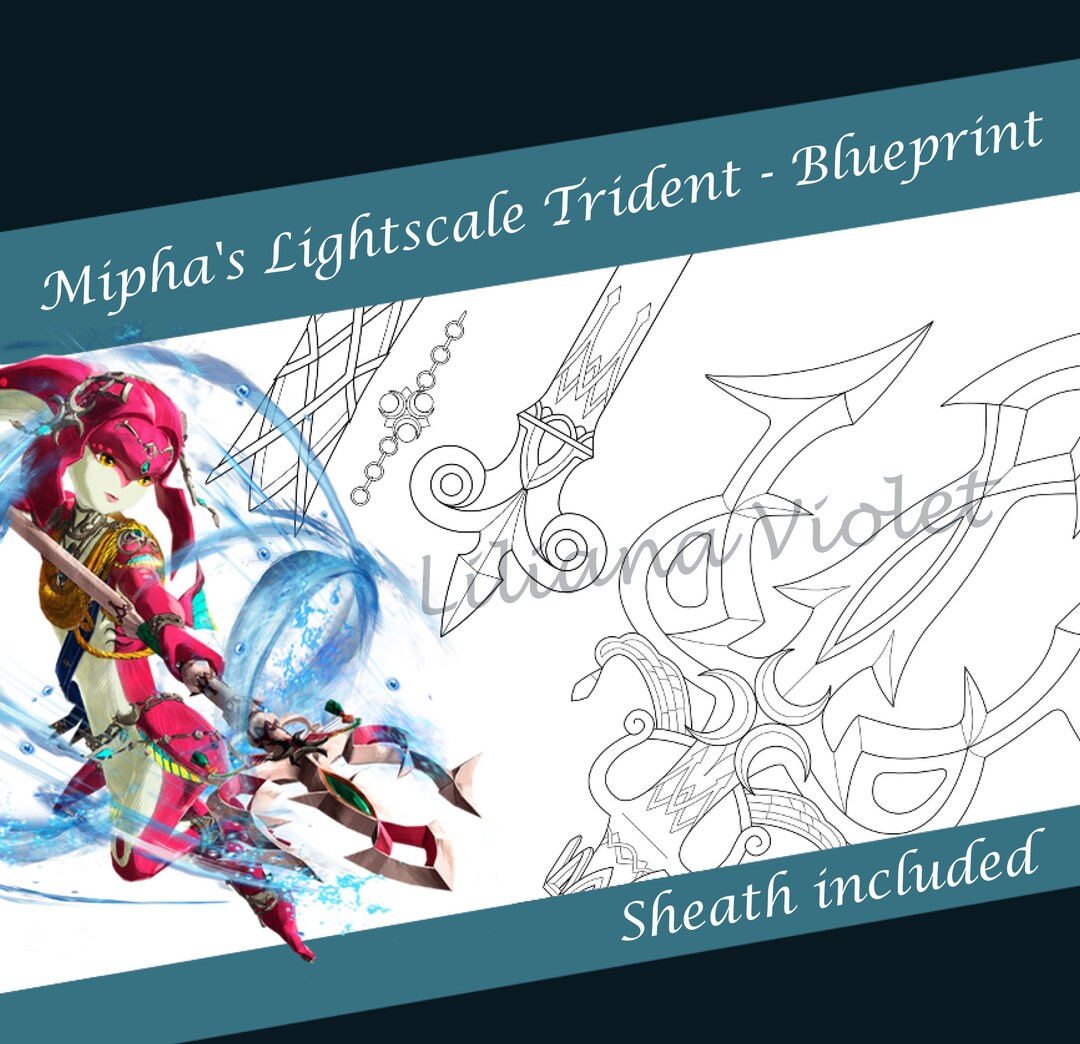 Mipha's Lightscale Trident With Sheath - Blueprint - the Legend of ...