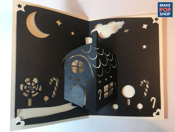 Pop-up Gingerbread House Christmas Card. Archivo de corte de | Etsy