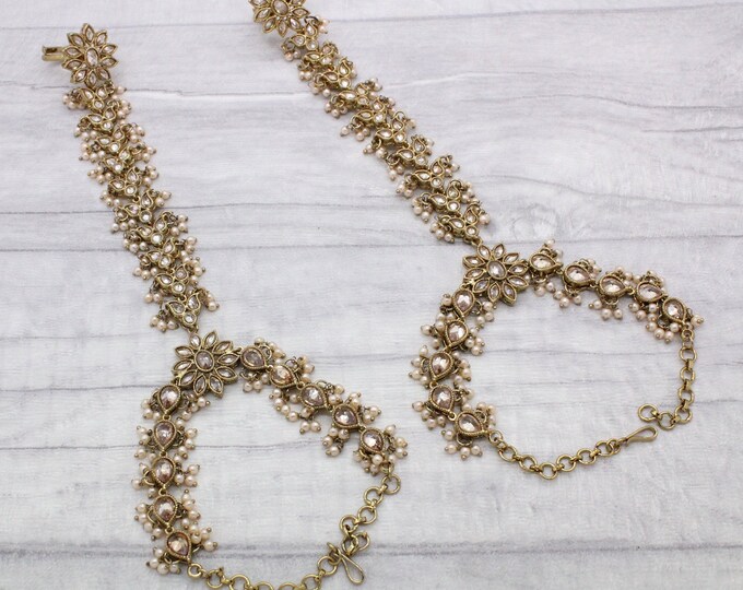 Pair of Antique Gold Indian Asian Hand Pieces Panja Bracelet - Etsy