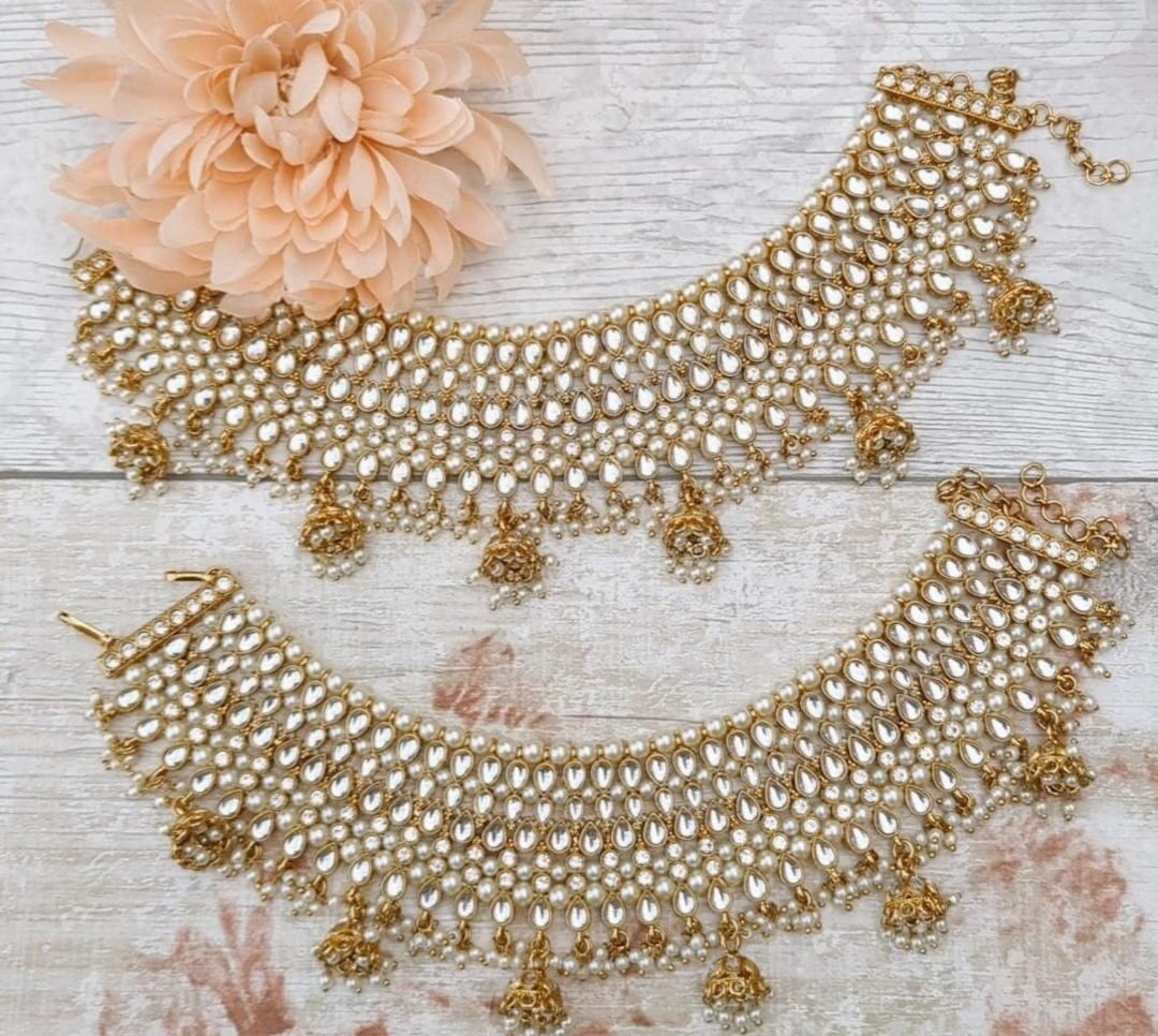 Pair of Gold Silver Statement Indian Asian Jhanjara Panjeb Payals ...