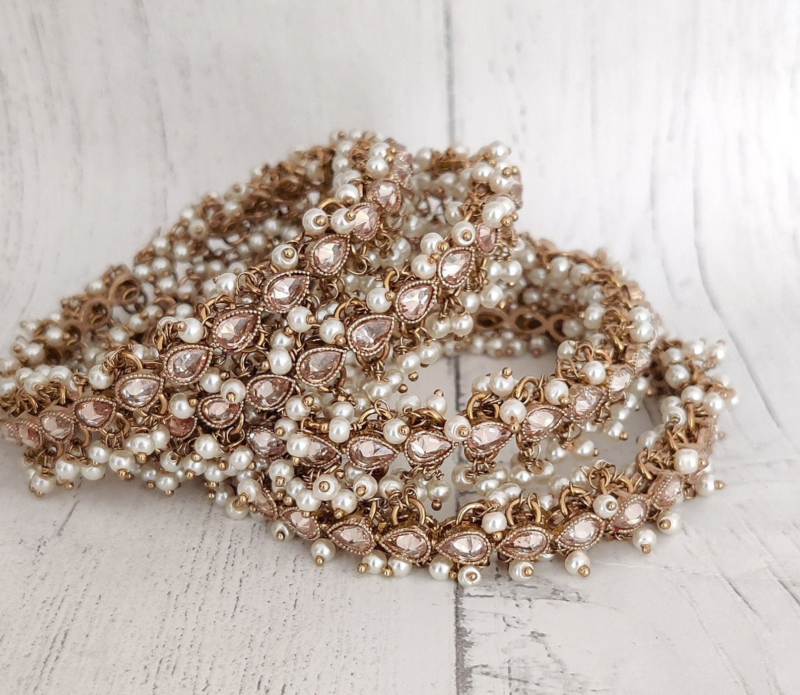 Antique Gold Stone Pearl Indian Asian Bangles Churiya Bangle | Etsy UK