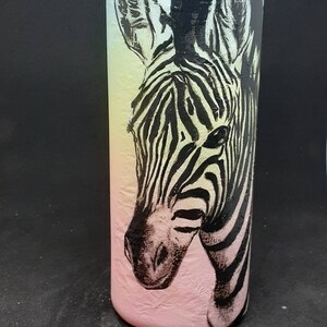 Rainbow Zebra Pillar Candle Handmade,handpainted,unique,unusual Gift ...