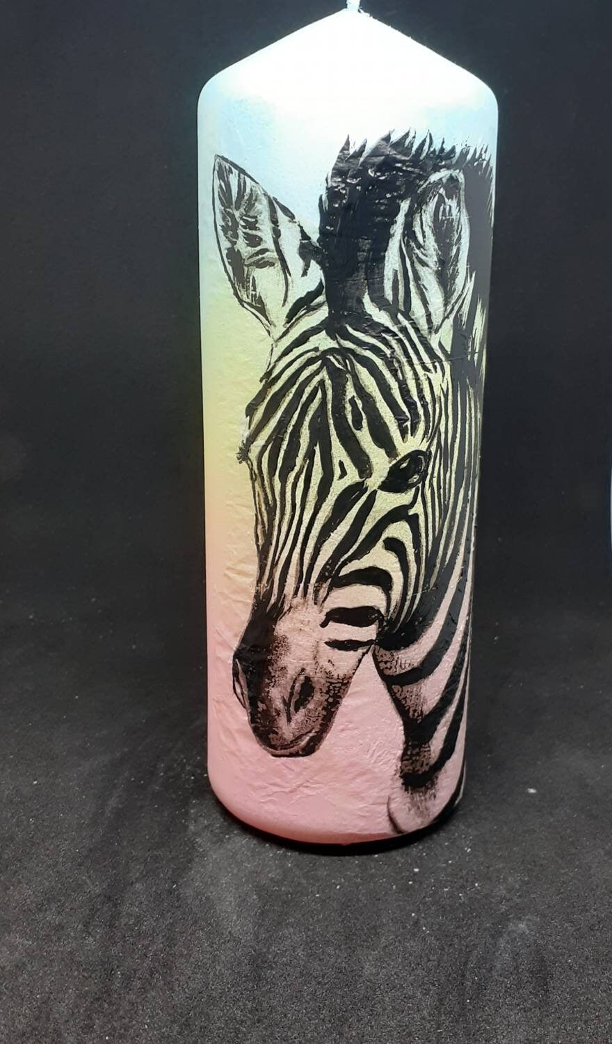 Rainbow Zebra Pillar Candle - Etsy UK