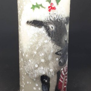 Winter Sheep Candle.hand Painted Candle.unique ,unusual Gift/christmas ...