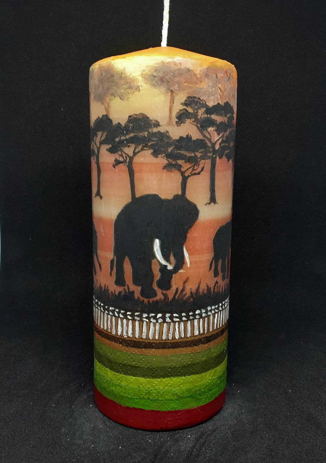Elephant Candle Sunset African Savanna Safari Candle African Decor ...
