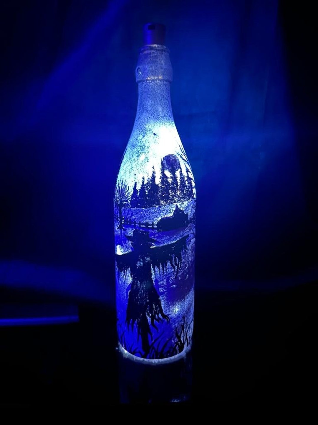 LED, Light Up, Hand Painted, Bottle ,winter Scarecrow - Etsy