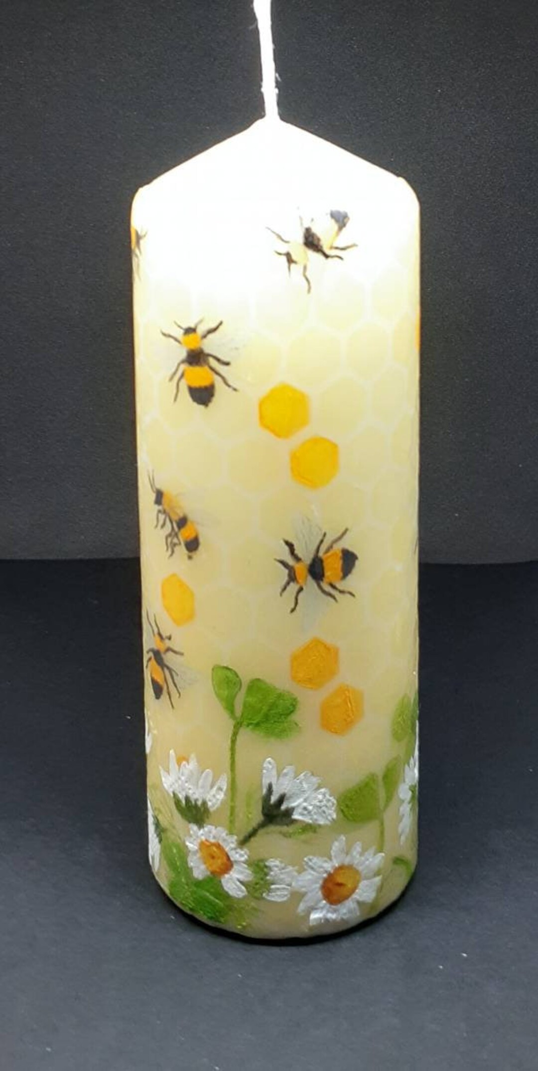 Bee Candle Daisy Bee Keeper Gift ,flower Candle Hand Painted Candle ...