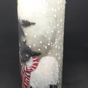 Winter Sheep Candle.hand Painted Candle.unique ,unusual Gift/christmas ...